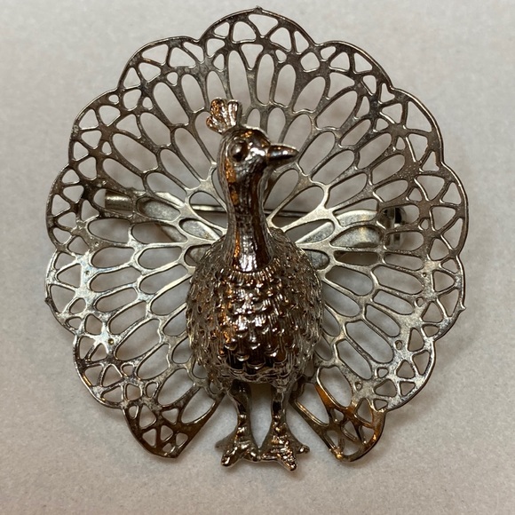 Jewelry | Silver 3d Peacock Pin | Poshmark